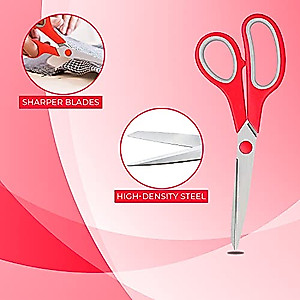 ZekPro 3 Pack Scissors 8" Craft Scissors All Purpose, Heavy Duty Sharp Blade Shears Sewing Scissor for Office, Fabric and School Supplies Left - Right Handed