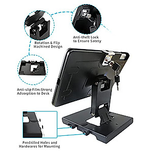 CarrieCathy Desktop Wall Mount Anti-Theft Security Kiosk POS Stand Holder Enclosure for 10.2" 2021 iPad 9th Gen 2020 iPad 8th Gen 2019 iPad 7th Gen, Flip & 360° Swivel Design