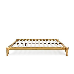 Bme Chalipa 14” Queen Bed Frame - Solid Wood Platform Bed - Japanese Joinery Bed Frame - Wood Slat Support - No Box Spring Needed - Easy Assembly - Minimalist & Modern Style, Natural