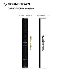 Sound Town Passive Wall-Mount Column Mini Line Array Speaker with 8 x 5” Woofers, Black for Live Event, Church, Conference, Lounge (CARPO-V10B)