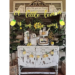 A Little Lemon is on the Way Banner, Gold Glitter Baby Shower Theme Party Decorations, Boys Girls Birthday Party Supplies