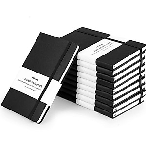 Huhuhero 10 Pack Notebooks Journal, Ruled Notebook, Premium Thick Paper Lined Journal, Black Hardcover Notebook for Office Home School Business Writing Note Taking Journaling, 5"×8.25"