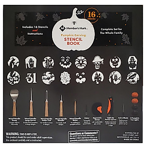 Member's Mark 15-Piece Premium Pumpkin Carving Kit with 16 Stencils