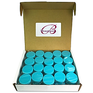 (Quantity: 100 Pieces) Beauticom® 10G/10ML Round Clear Jars with TEAL Sky Blue Lids for Acrylic Powder, Rhinestones, Charms and Other Nail Accessories - BPA Free