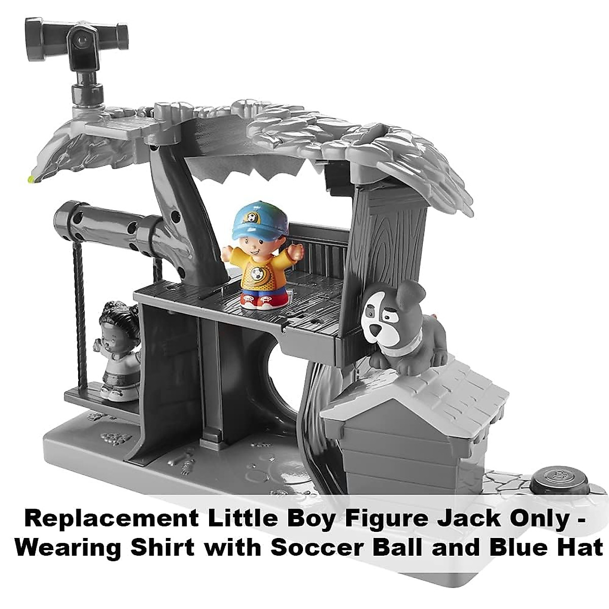 Replacement Part for Fisher-Price Little People Swing & Share Treehouse Playset - DYF19 ~ Replacement Little Boy Figure Jack ~ Shirt with Soccer Ball ~ Blue Hat