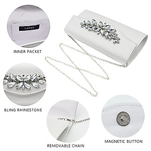 GESU Clutch Purses for Women Rhinestone Evening Bag Wedding Formal Bridal Purse Party Cocktail Handbag.(Ivory)