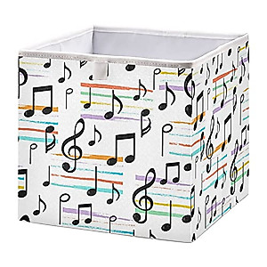 Kigai Music Notes Cube Storage Bins - 11x11x11 In Large Foldable Storage Basket Fabric Storage Baskes Organizer for Toys, Books, Shelves, Closet, Home Decor