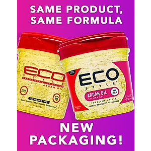 Eco Style Moroccan Argan Oil Styling Gel - Promotes Healthy Hair - Nourishes And Repairs - Delivers Long Lasting Shine - Provides Maximum Hold and Helps Tame Frizz - Ideal For All Hair - 8 oz