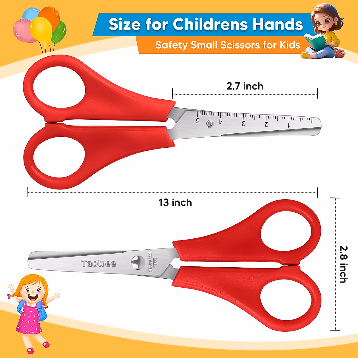 Kids Scissors Bulk of 12-Pack, Taotree 5" Kid Scissors for School Supplies, Kids Safety Scissors Art Craft Supplies, Small Scissors, Blunt Tip Scissor for Child Student Classroom Scrapbook Supplies