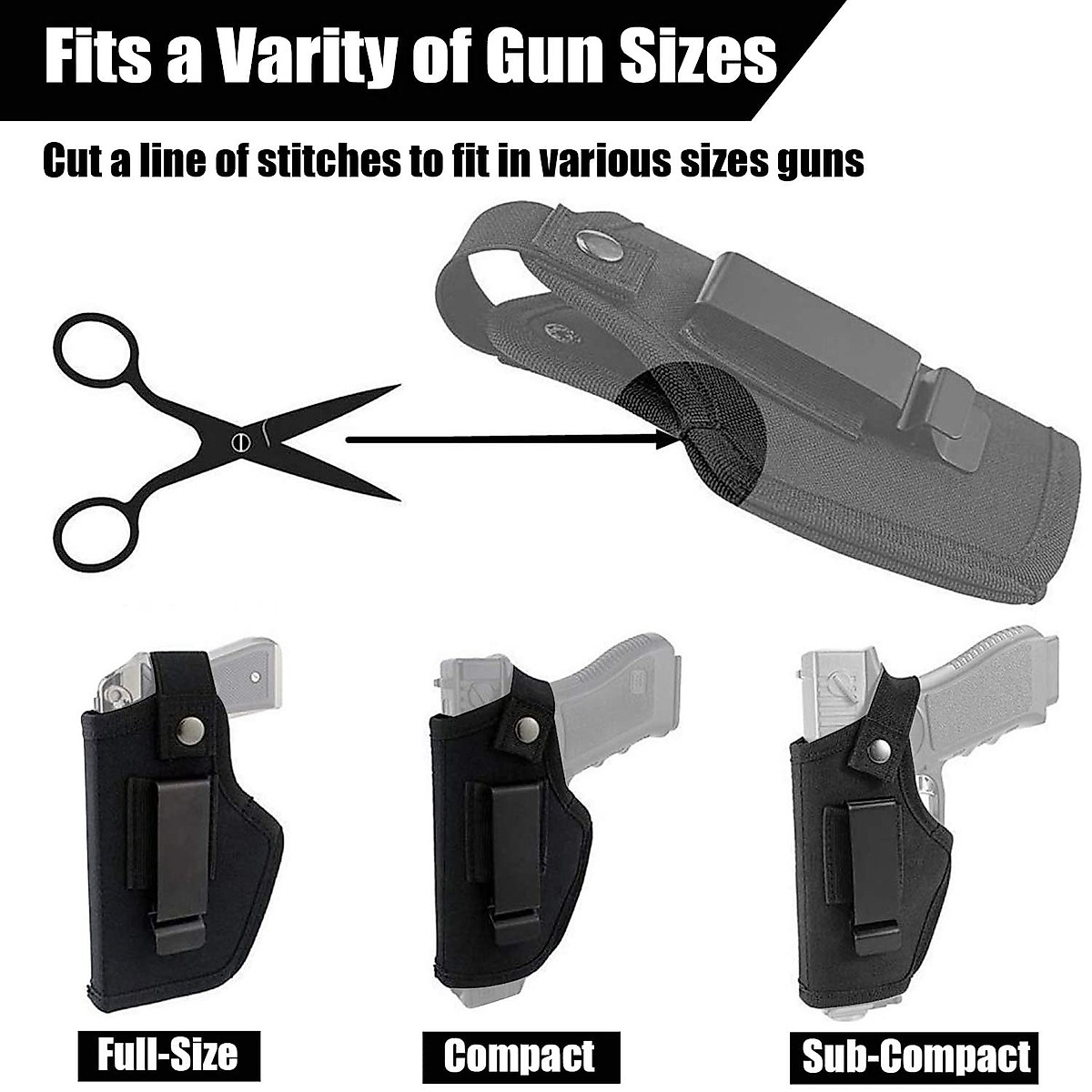 Universal Concealed Carry Holster, Inside or Outside Belt, Right/Left Hand Holster, 380 Holster, IWB/OWB 9mm Belt Holster for Subcompact Full Size Pistols (Black, mag Pouch)