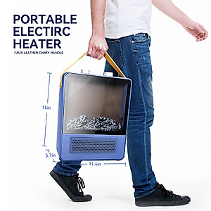 TEMPWARE Electric Fireplace Heater, 1500W Portable Space Heater, Fireplace with Realistic 3D Flame Effect and Overheating Safety Protection, Quiet and Safe for Indoor Use Office Bedroom