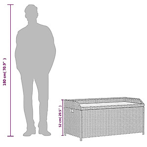 vidaXL Outdoor Storage Bench - Black Poly Rattan & Acacia Wood with Water-Resistant Storage Bag, 39.4"x19.7"x20.5"