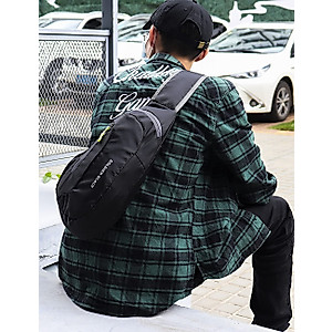 PivotWing Sling Bags for Men Womens Lightweight Small One Strap Chest Side Bag Mini Crossbody Day Pack Everyday Sling Backpack Bodybag for Trip Gym Outdoor Dog Walking Black