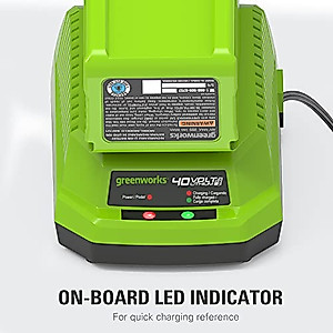 Greenworks 40V 21" Brushless (Smart Pace) Self-Propelled Lawn Mower, 2 x 4Ah USB (Power Bank) Batteries and Charger Included MO40L4413 & 40V Lithium-Ion Battery Charger (Genuine Greenworks Charger)