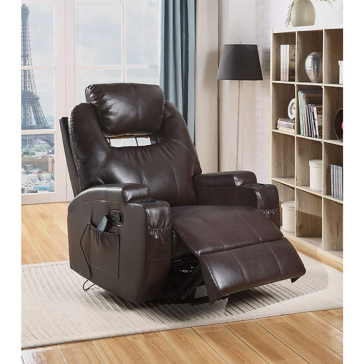 ACME Recliner with Massage, Brown PU