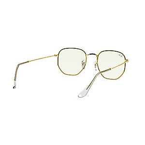 Ray-Ban RB3548 Hexagonal Glasses, Legend Gold/Clear Blue Light Filtering, 51 mm