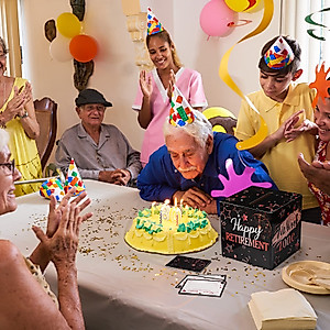 Funrous 51 Pcs Retirement Card Box Happy Retirement Party Decorations Well Wishes and Advice Card for Women Men Going Away Party Favors(Rose Gold and Black)