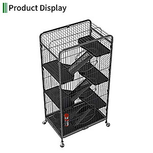 YITAHOME 52-inch Metal Ferret Chinchilla Rat Cage Small Animal Cage with Rolling Stand Indoor Outdoor for Squirrel/Guinea Pig/Bunny/Cat/Rabbit, Black (MAYIH0010153MA)