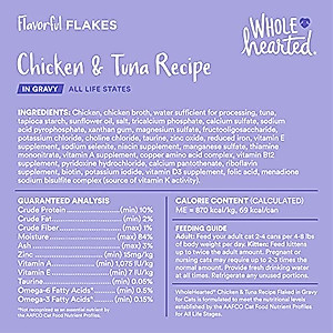 WholeHearted Grain Free by Land and Sea Flaked Wet Cat Food Variety Pack for All Life Stages, 2.8 oz, Count of 24