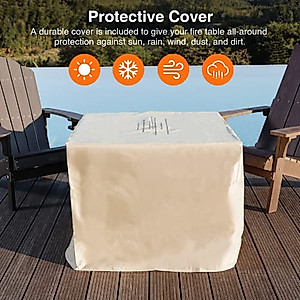 Cecarol 32 in Outdoor Propane Gas Fire Pit Table Electronic Pulse Ignition with Glass Wind Guard, Glass Rock, Waterproof Cover, 50,000 BTU CSA Certification for Outside Garden Patio Party (Black)