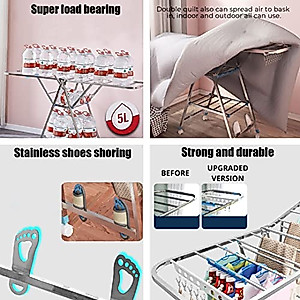 TTW Clothes Drying Rack, 3 Level Foldable Laundry Drying Rack Collapsible, Drying Rack Clothing, Extra Accessories and Wheels