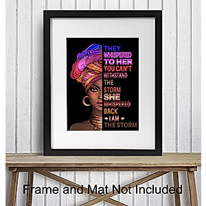 They Whispered to Her You Cannot Withstand The Storm - Black Art - African American Wall Decor for Women, Girls, Woman - Motivational Inspirational Positive Quotes - Uplifting Encouragement Gifts