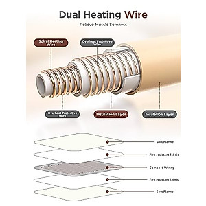 Heating Pad for Back & Cramps Relief,Electric Heat Pad Fast Heat,6 Level Heat Setting,3 Level Timming,Auto Shut Off,Machine Washable,Suitable for Back,Neck,Abdomen Pain Relief(Light Grey, 12'' × 24'')