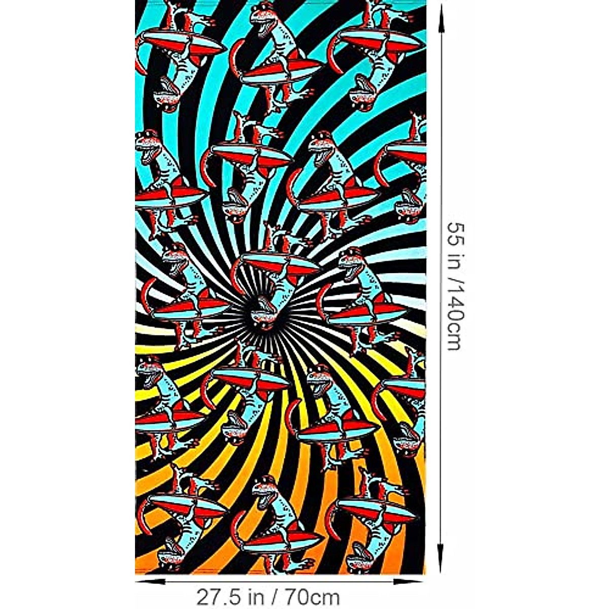 PINKEONLINE Dinosaur Beach Towels for Kids Terry Blanket Throw Microfiber 27.5X55 inches for Bath Swim Camping and Sport, Surfing Dino.