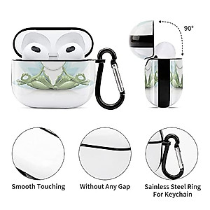 YouTary Compatible with Airpods 3 Case Cover 2021 with Keychain Yoga Frog Funny Pattern, Apple AirPod Headphone Cover Unisex Shockproof Protective Wireless Charging