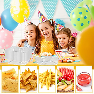 100 Pcs Nacho Trays 22oz, 6"x8" Nacho Tray Disposable Clear Nacho Trays 2 Compartments for Snack Taco Chip