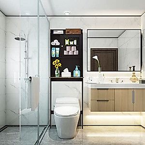 Henf Over The Toilet Storage Bathroom SpaceSaver Bathroom Storage Cabinet with Door and Adjustable Shelf Over Toilet Bathroom Organizer (Espresso)