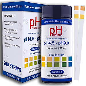 PH Test Strips for Urine & Saliva - 200ct Urine PH Test Strips for Humans, Fast & Accurately Track & Monitor Your pH Level (4.5-9.0ppm) in Seconds, Quick & Easy to Test Alkaline & Acid Levels in Body