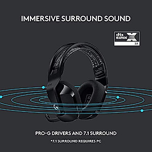 Logitech G733 Lightspeed Wireless Gaming Headset with Suspension Headband, Lightsync RGB, Blue VO!CE mic technology and PRO-G audio drivers - Black