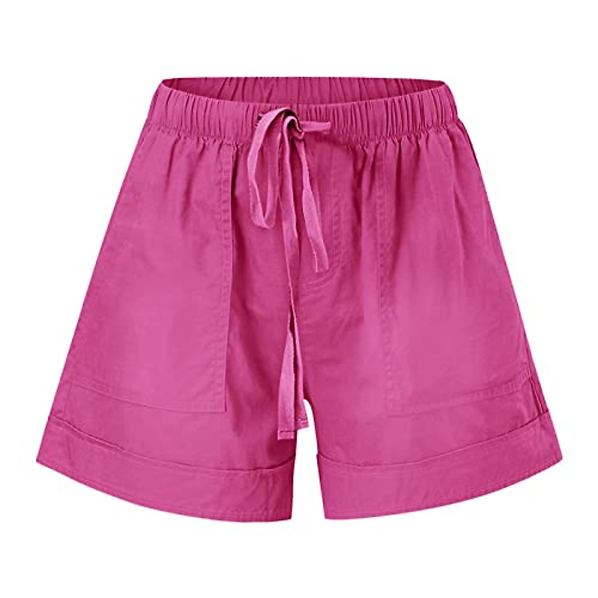 Amikadom @-399 Hot Pink Teen Girl Tie Knot Paperbag Elastic Waist Basic Shorts Oversized Pants Shorts Lounge Summer Fall 2023 Clothing SX M