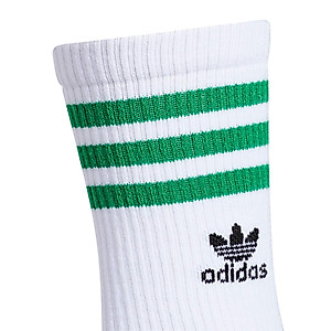 adidas Originals Unisex-Adult Roller Crew Socks (1-Pair), White/Green/Black, Medium