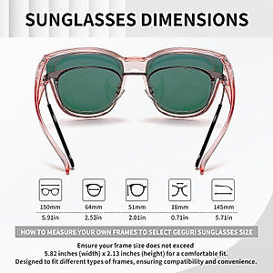 GEGURI Polarized Sunglasses Fit Over Glasses for Men Women, Oversized Square Sun Glasses UV400 Protection Shades