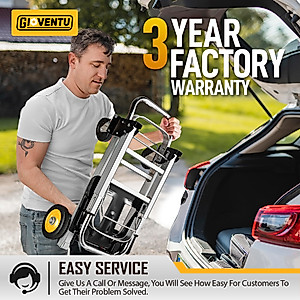 Convertible Hand Truck Dolly 3-in-1, Aluminium Hand Dolly Cart 440LB Capacity Fodable with Rubber Brake-Wheels, Anti-Slip Strip and 2 Elastic Rope