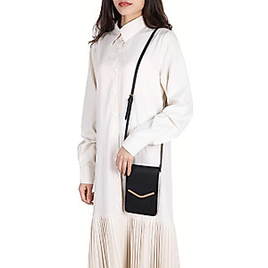 Trendy Phone Case Wallet Crossbody Purse Card Slots Holder Detachable Strap Shoulder Bag (Black-LM6302AB)