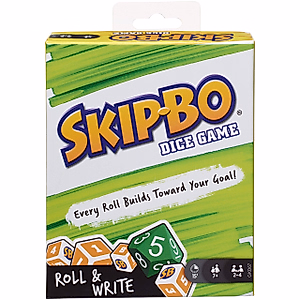 Mattel Games Skip-Bo Roll & Write Family Dice Game with Dry Erase Boards and Markers for 7 Years Old and Up, Multicolor