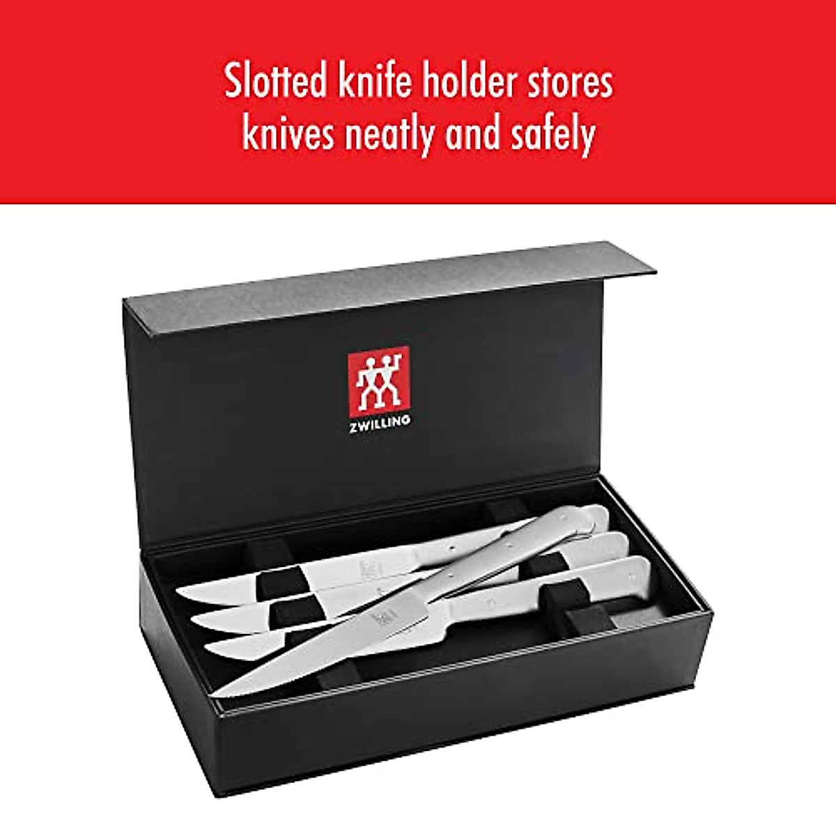 ZWILLING Porterhouse Razor-Sharp Steak Knife Set of 8 with Black Presentation Case, Gift Set, Silver