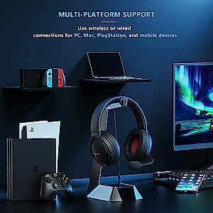 BINNUNE 2.4G/Bluetooth Wireless Gaming Headset with Microphone for PS4 PS5 Playstation 4 5, 40 Hours Playtime, PC USB Gamer Headphones with Mic for Laptop Computer