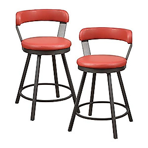 Lexicon Hoisington Swivel Counter Height Chairs (Set of 2), 25.5" SH, Red