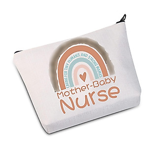 JXGZSO Mother Baby Nurse Rainbow Cosmetic Bag Caring For Tiny Humans and Strong Mamas Zipper Pouch (CARING Mother Baby Bag)