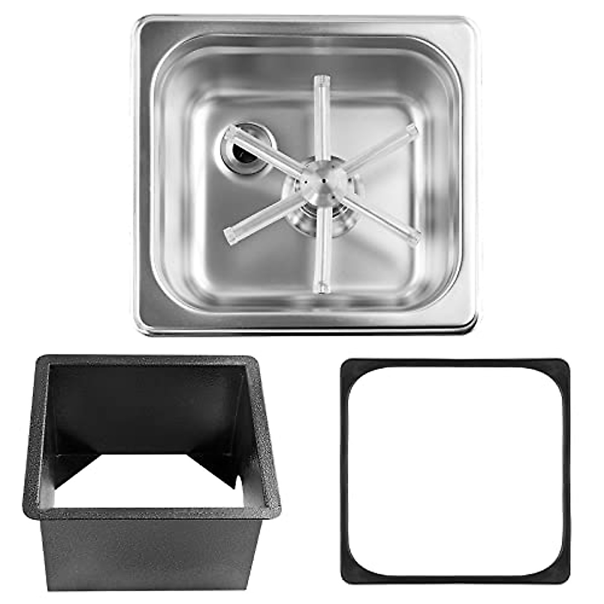 YBB Steaming Pitcher Rinser, Glass Cleaning Rinser for Bar Cafe Pan Dimensions Rinser with Base (7.1" x 6.7" x 4.7") (Silver)