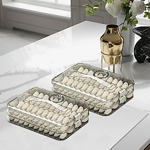 CheurYae 2-Layer Frozen Dumpling Storage with Lids, Food Storage Container, Stackable Food Storage Containers, Cookie Storage Containers, Good Sealing, for Kitchen and Fridge