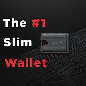 KeySmart Minimalist Wallet For Men - Credit Card Holder & RFID Blocking Wallet For Men - TecTuff Leather Easy Slide Slots - Compact & Lightweight Front Pocket Wallet 5 Card Capacity + Cash