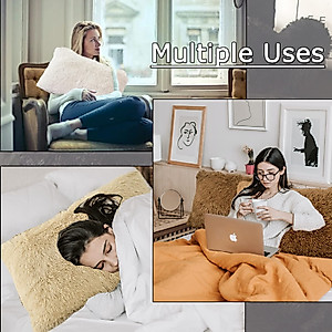 MorroMorn Decorative Pillows Covers, 2 Packs Faux Fur Pillow Cases, Luxury Shaggy Throw Pillowcase Cushion Shams with Zipper Closure Home Decor for Couch Sofa Bed Room (Green, King/Cali King)