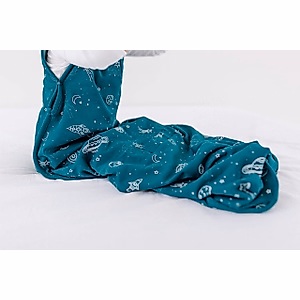 Woolino 4 Season Toddler Sleeping Bag, Merino Wool and Organic Cotton Baby Sleep Bag Sack, 2-4 Years, Space (Glow In The Dark)