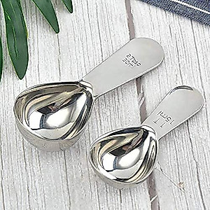 2 Pack SHENGQIDZ Stainless Steel Measuring Coffee Scoop 2&1 tablespoon Short Handle Tablespoon Measuring Spoons for Coffee Tea Sugar (15 ml & 30 ml)