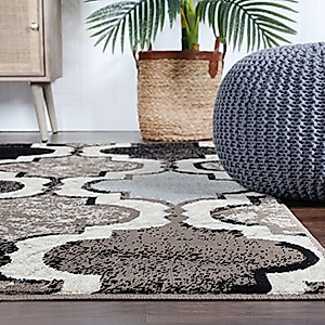 BLUENILEMILLS BNM Indoor Small Area Rug with Jute Backing, Perfect for Kitchen, Bedroom, Hardwood, Living Room, Dorm, Entry, Office, Transitional Versatile Design, Viking Collection, 5' x 5', Ivory